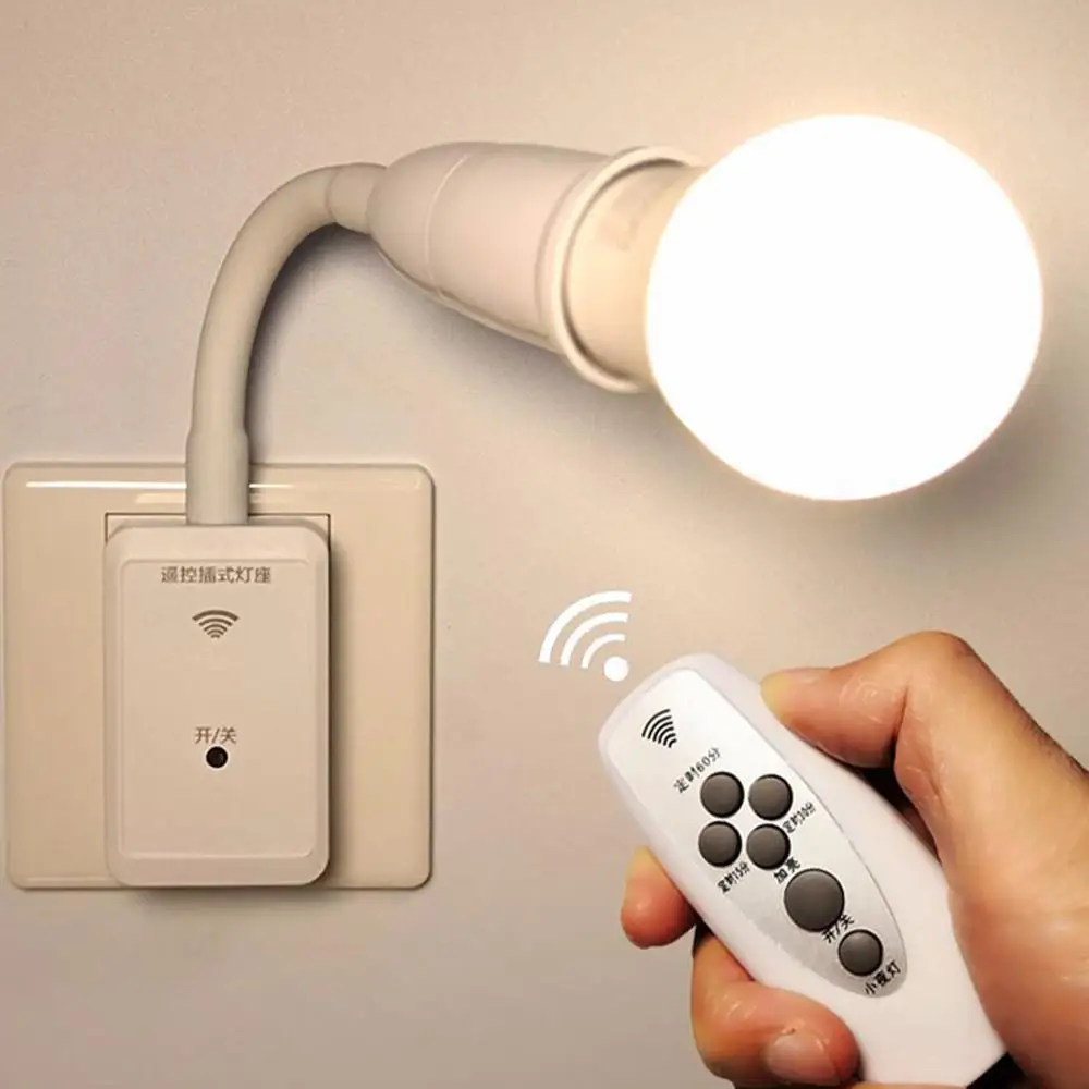 220v E27 Remote Control Extension Light Socket W On/off Switch Control ...