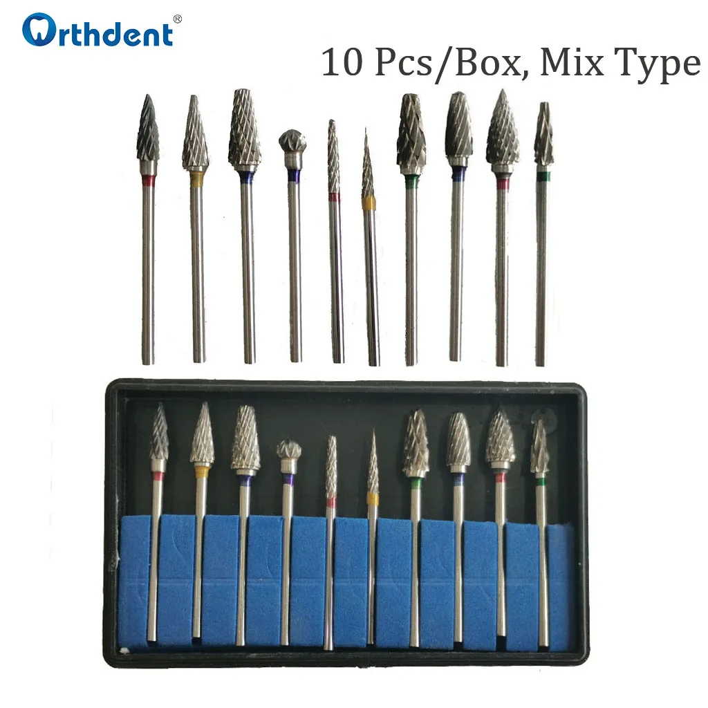 10-Pcs-Tungsten-Cone-Carbide-Drill-Bit-Dental-Milling-Cutters-Dentistry ...