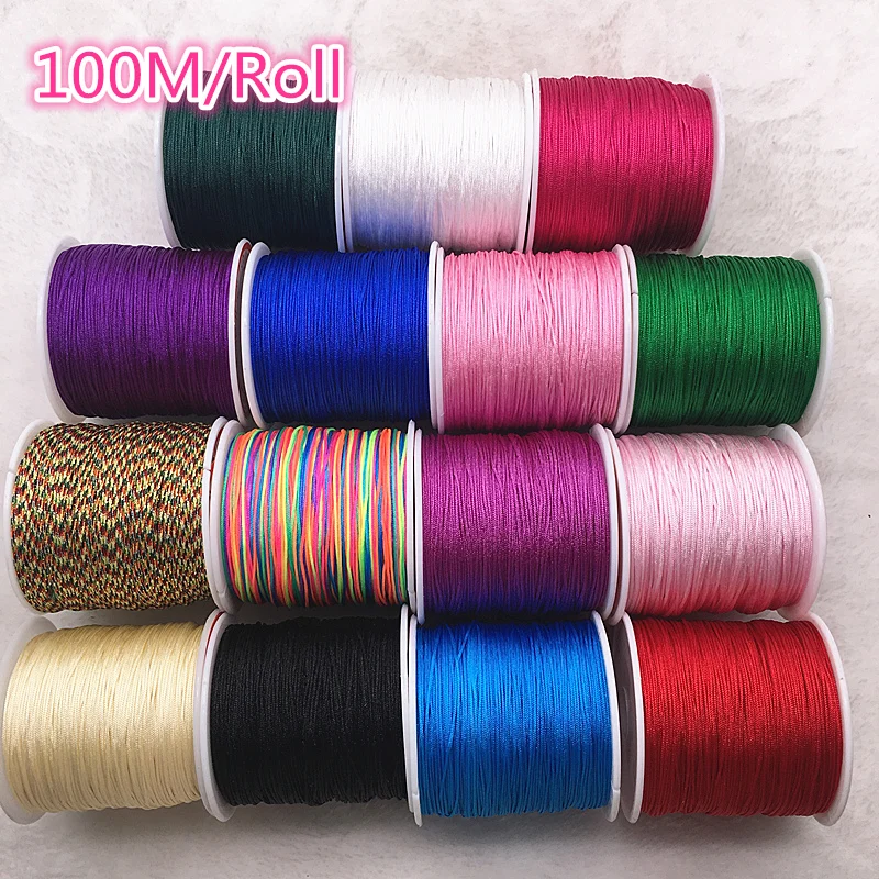 NEW 100M/Roll 0.8mm Nylon Cord Thread Chinese Knot Macrame Cord ...