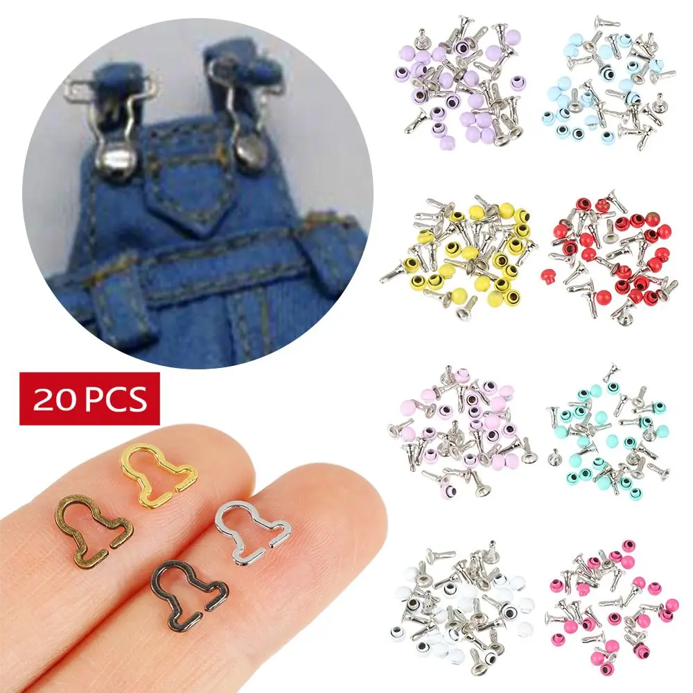 20pcs Mini Doll Belt Buttons Doll Clothes DIY Metal Buckle Fit for 1/6 ...