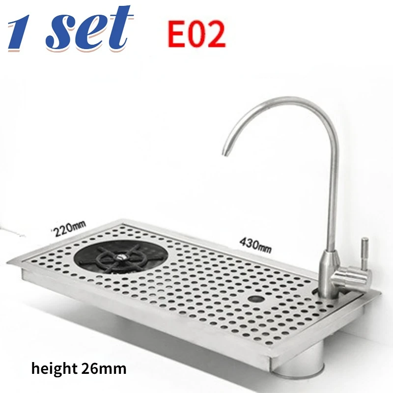 Cup washer & faucet stainless steel glass rinser set kitchen sink bar ...