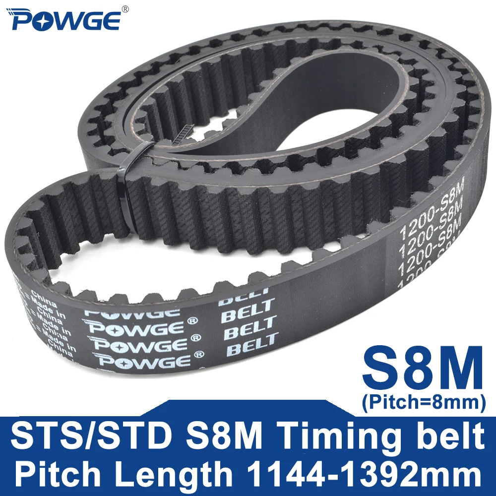 POWGE STD S8M Timing belt Lp=1144-1392mm 1152 1160 1168 1176 1184 1192 ...