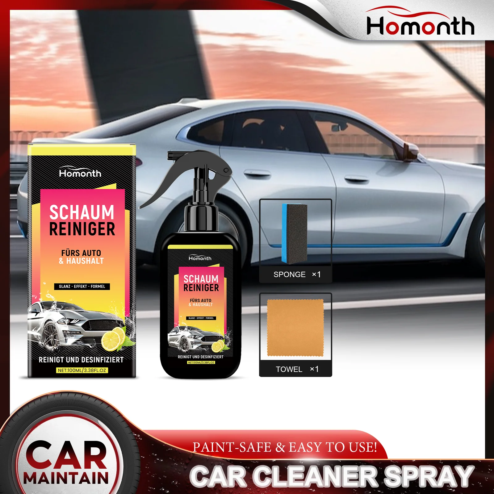 Car Cleaning Spray Waterless Wash Wax Dust Grime Remover Streak Free ...
