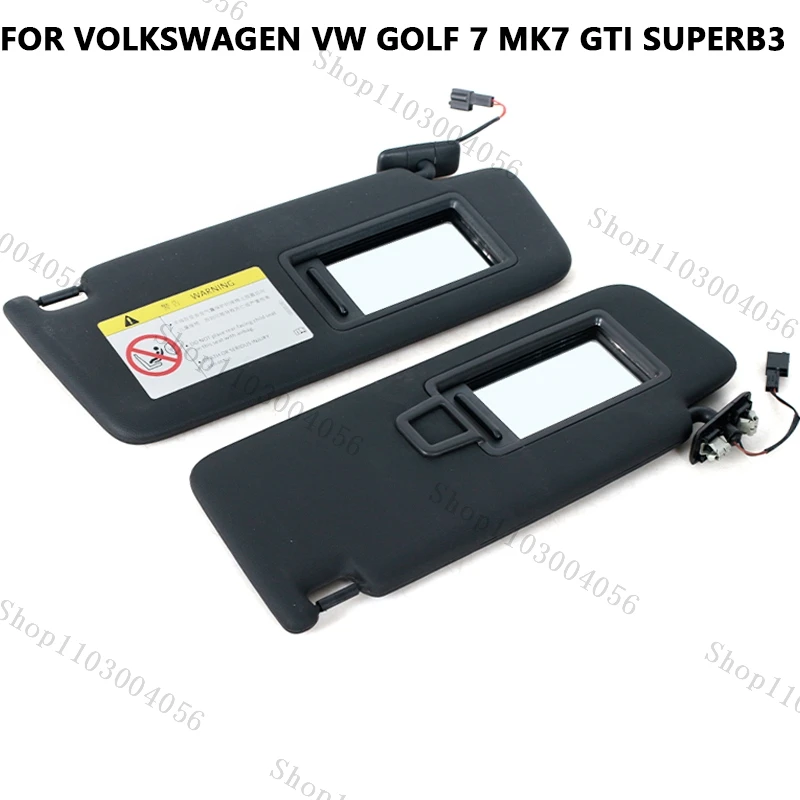 Black-Front-Sun-Visor-Panel-With-Makeup-Mirror-For-Volkswagen-VW-Golf-7 ...