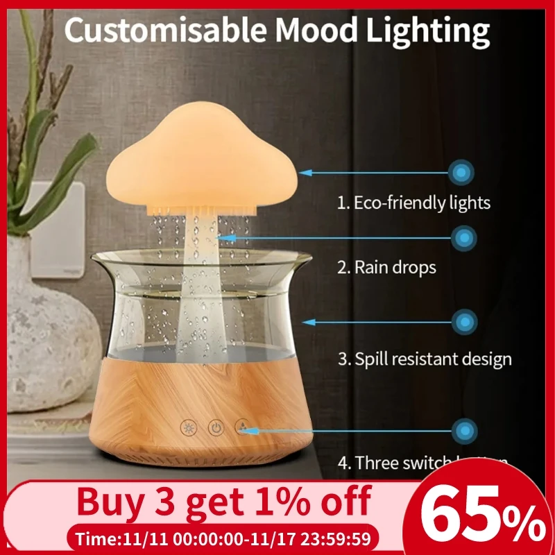 300ml-Mushroom-Rain-Air-Humidifier-Rain-Cloud-Design-Colorful-Night ...