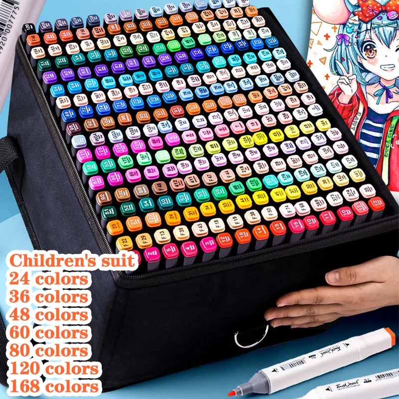 12-168 Colores Markers Brush Pens Set Painting Drawing Manga ...