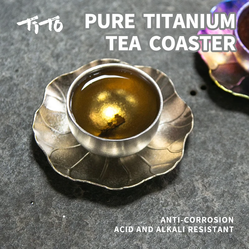 TiTo Titanium coaster, saucer, tea tray, lotus leaf, lightweight and ...