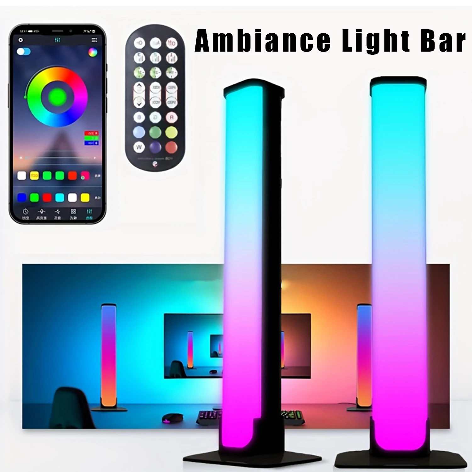 Smart-LED-Light-Bars-RGB-Atmosphere-Lamp-Remote-APP-Music-Sync-Gaming ...