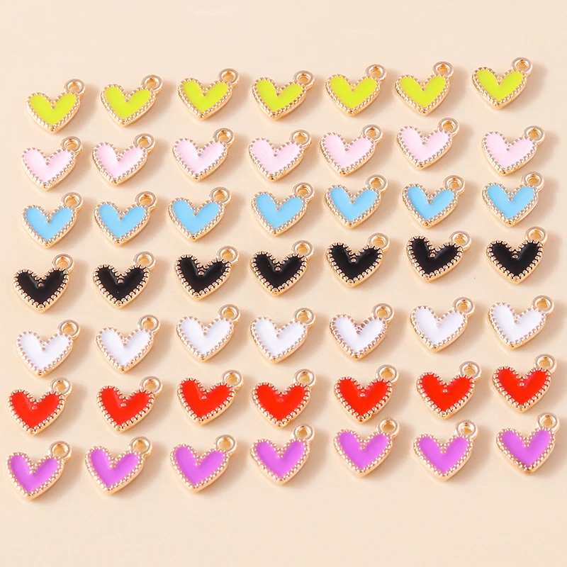 30pcs-8-9mm-7-Color-Metal-Enamel-Small-Mini-Heart-Charms-Gold-Plated ...