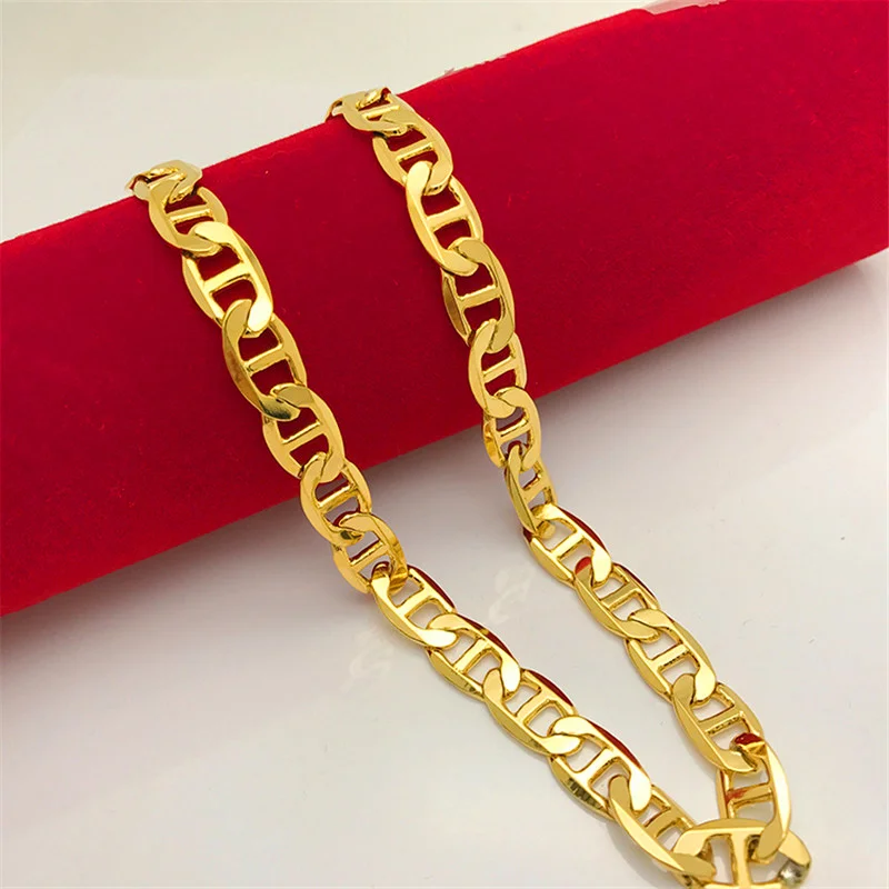 Korea-Gold-24K-Necklace-Gold-Plating-Side-Necklace-For-Men-Women ...