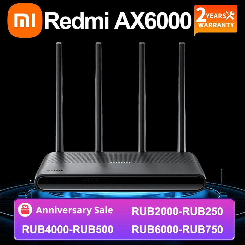 Xiaomi Redmi AX6000 Router WiFi6ตาข่าย Quad Core CPU ประสิทธิภาพสูง2.4G ...