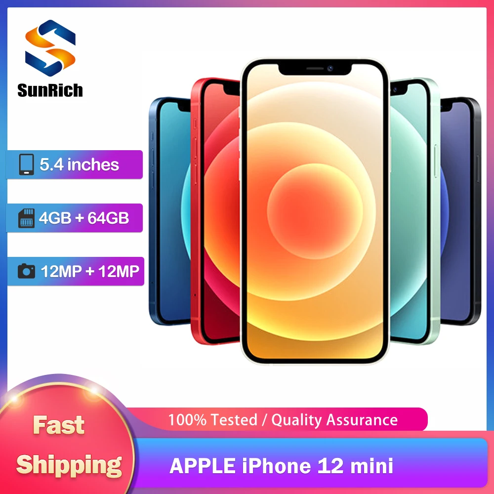 Unlocked Original Apple iPhone 12 Mini 5G Mobile Phone Face ID NFC 5.4 ...