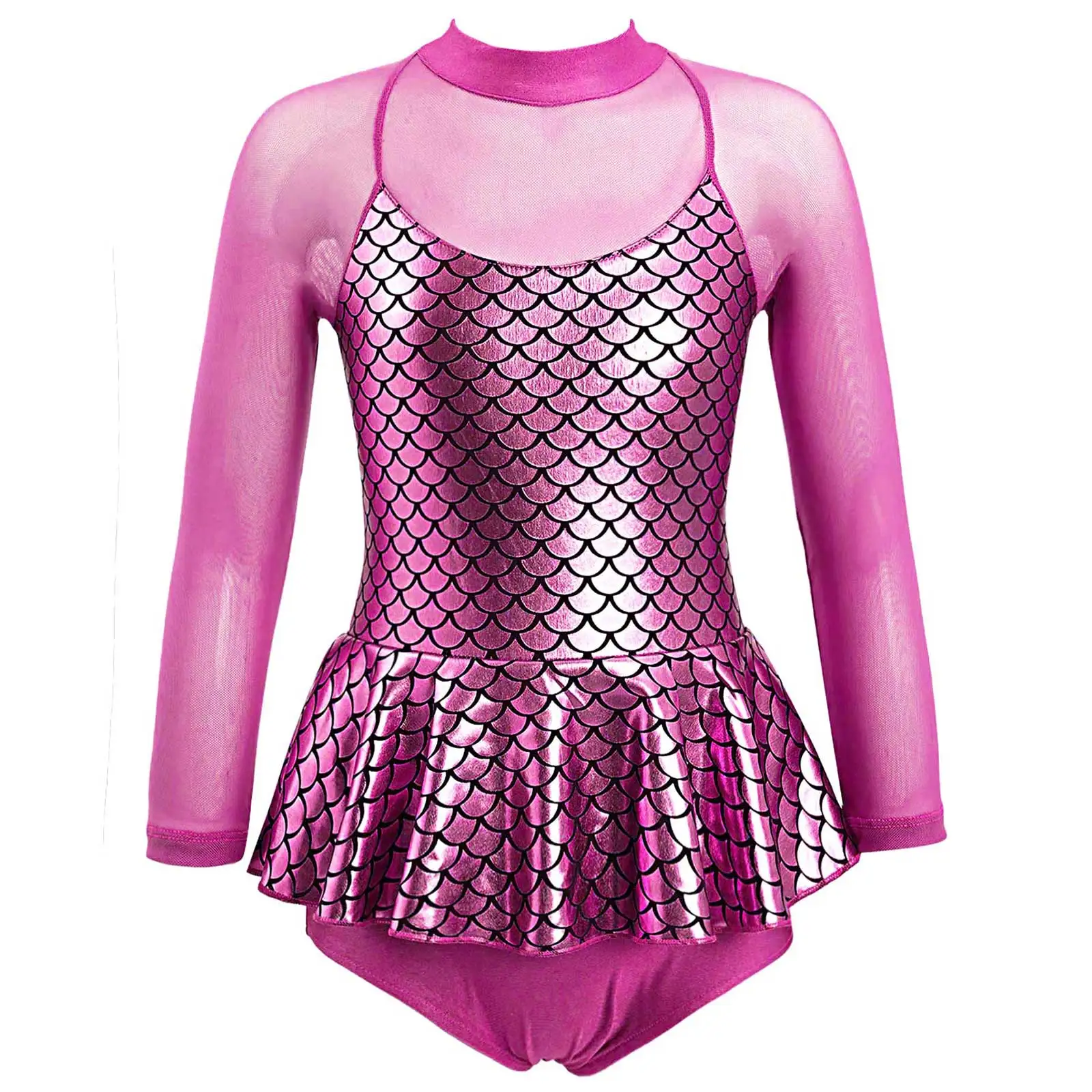 Girls-Ballet-Leotards-Ruffle-Dress-Dancewear-Long-Sleeve-Crisscross ...