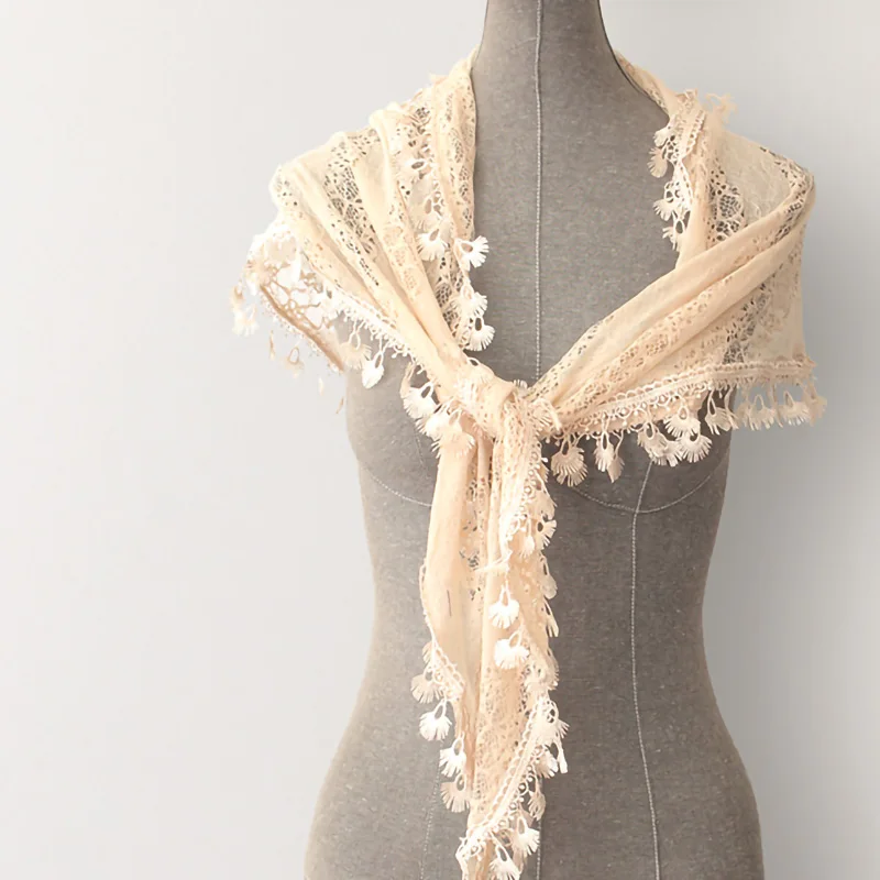 Lace-Triangular-Scarves-For-Women-Solid-Color-Hollow-Out-Fichu-Scarf ...