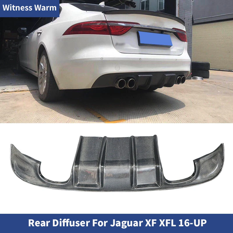 Carbon-Fiber-Rear-Bumper-Diffuser-Chin-Lip-Spoiler-for-Jaguar-Xf-Xfl ...