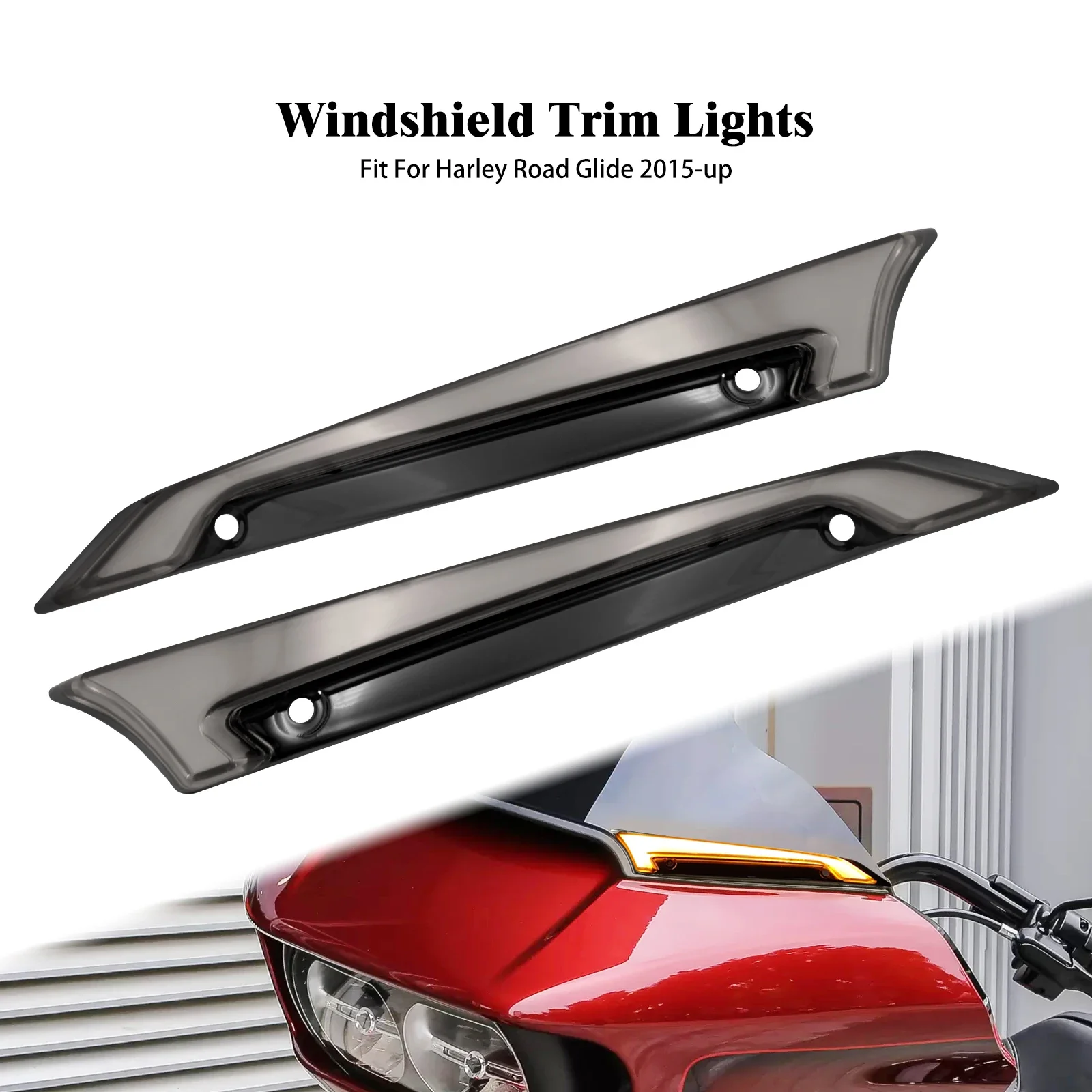 Motorcycle-Windshield-Trim-LED-Lights-Windscreen-Turn-Signal-Running ...