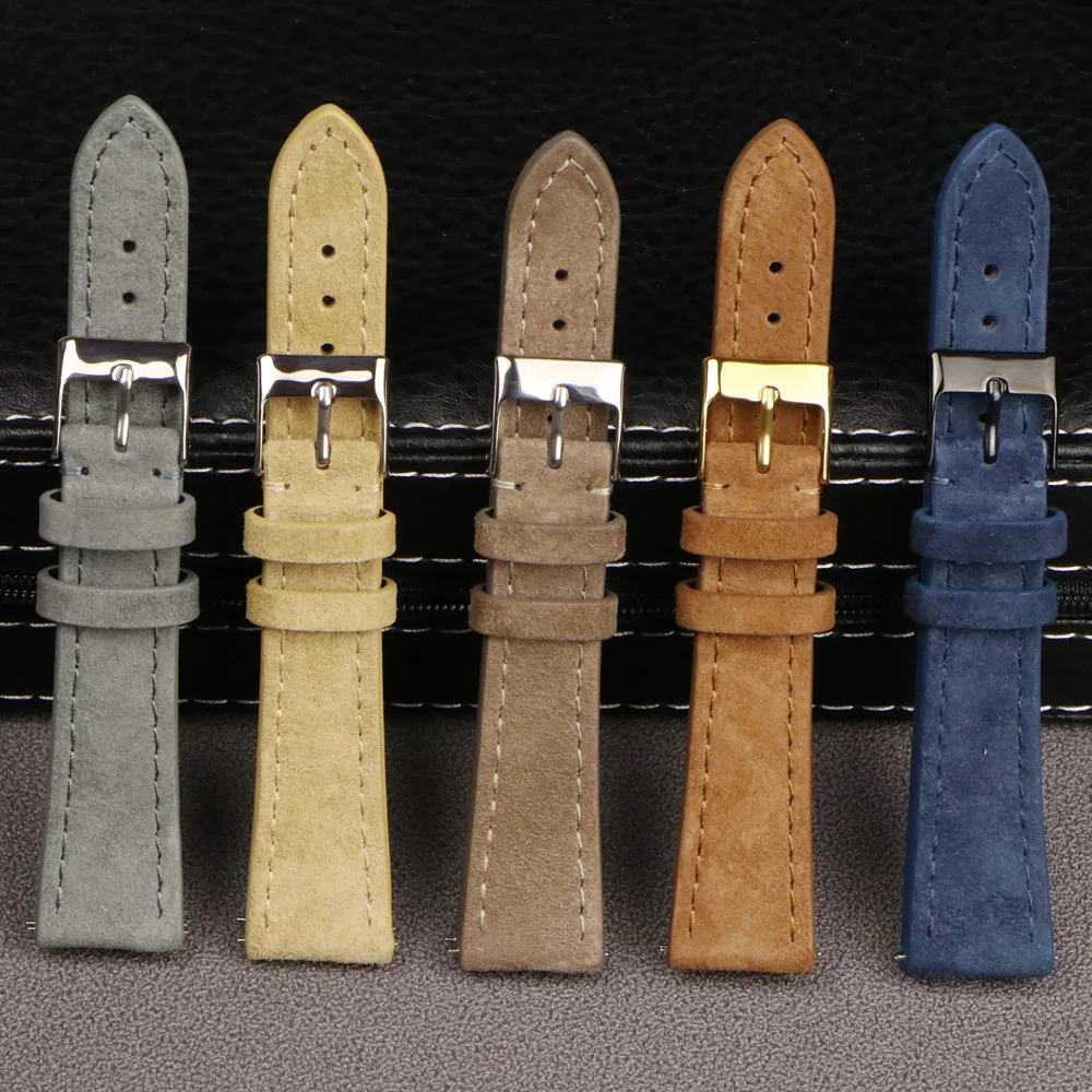 Genuine-Suede-Leather-Watch-Strap-Vintage-Brown-Watch-Band-18mm-20mm ...