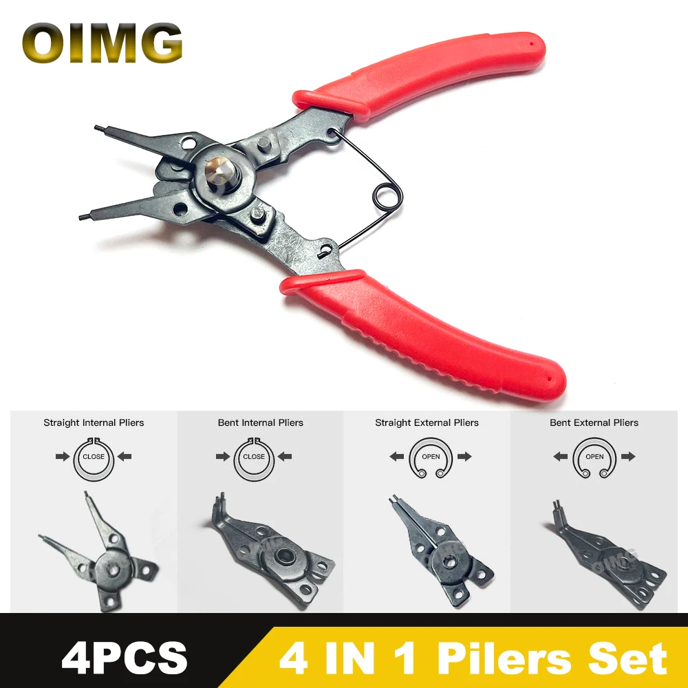 4 In 1 Snap Ring Circlip Pliers Set Carbon Steel Ring Remover for ...