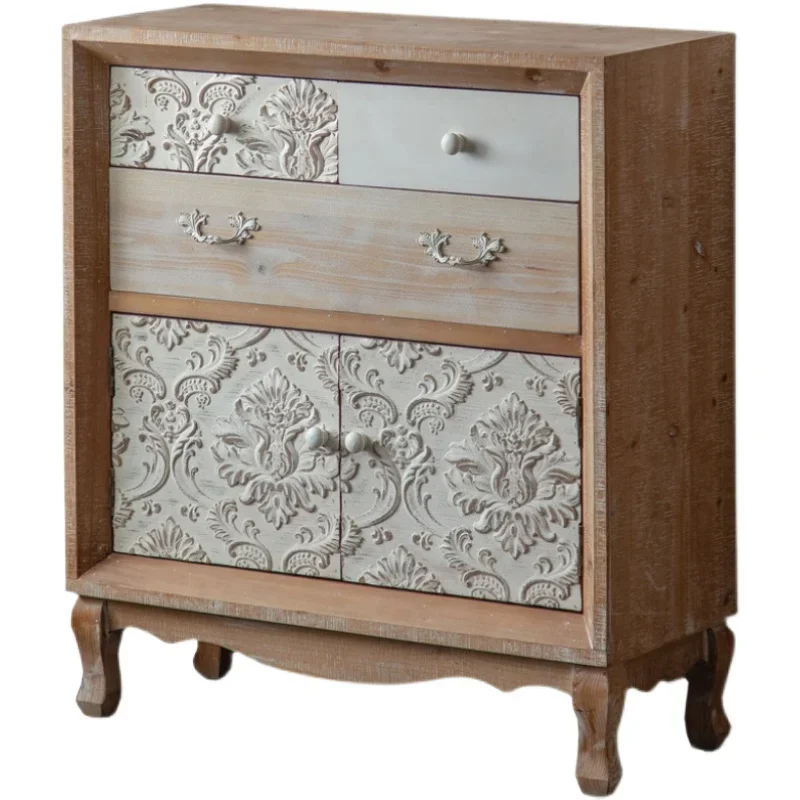 American-Country-Vintage-Engraving-Chest-of-Drawers-Solid-Wood-Meal ...