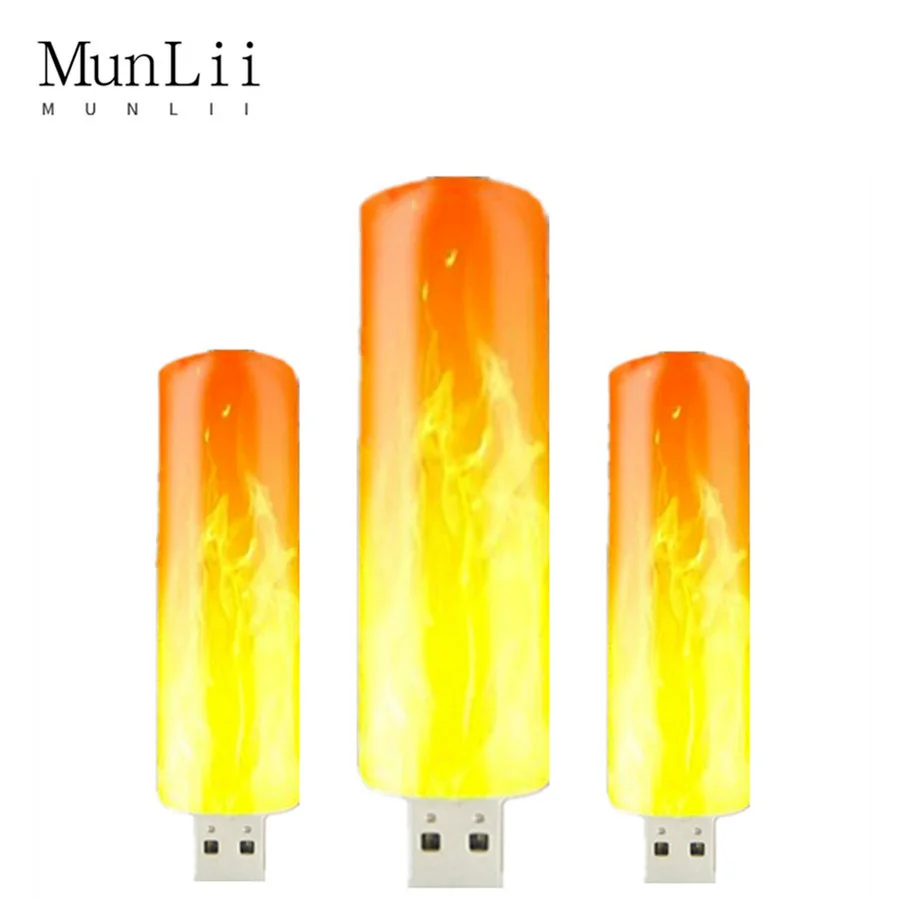 USB LED Atmosphere Light Flame Flashing Candle Lights Book Lamp for ...