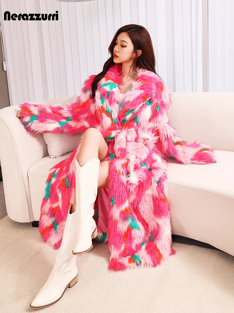 Nerazzurri Winter Maxi Oversized Colorful Thick Warm Fluffy Faux Fur ...