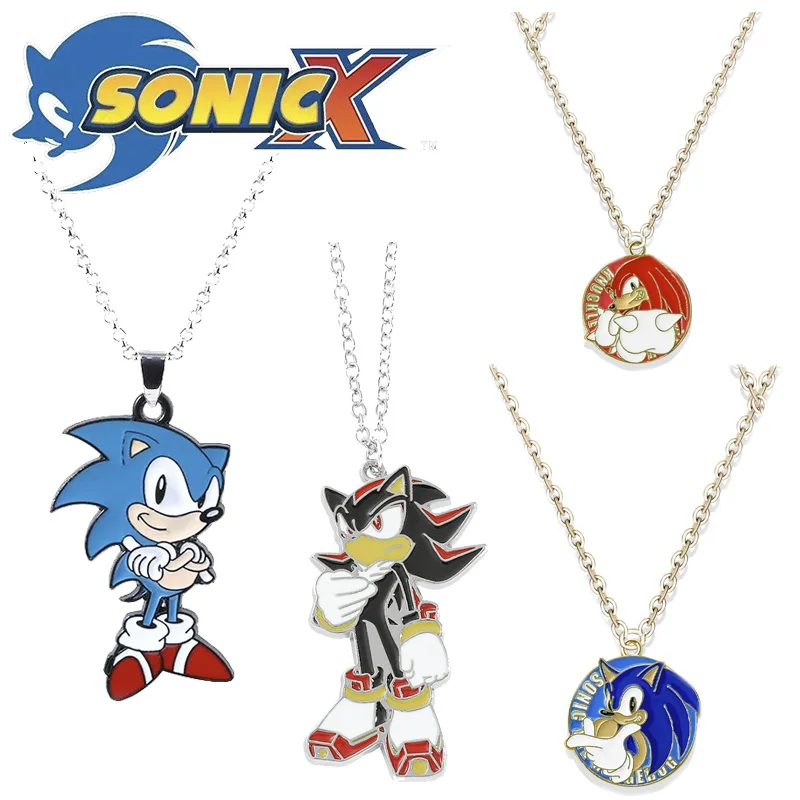 Juego-Sonic-The-Hedgehog-pareja-collar-Anime-lindo-colgante-Metal ...