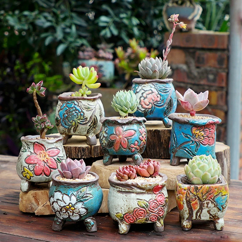 Home-Garden-Decoration-Flowerpot-Vintage-Hand-Painted-Floret-Succulent ...