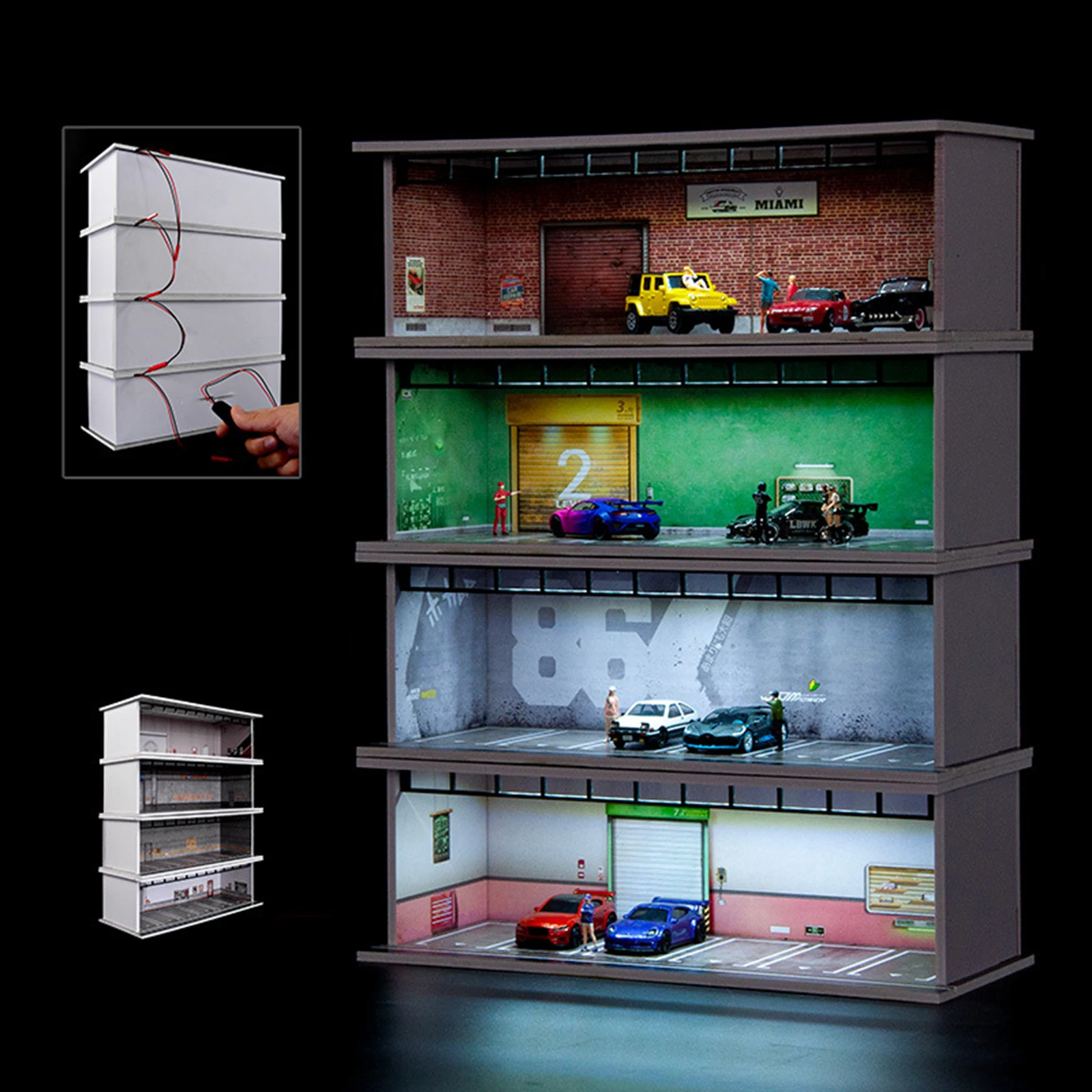 1-64-Vehicle-Model-Display-Case-Display-Stand-with-Parking-Lot-Scene ...