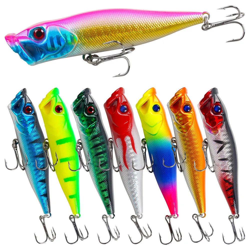 8Pcs Popper Fishing Lures Topwater Rattle Fishing Floating Popper lure ...