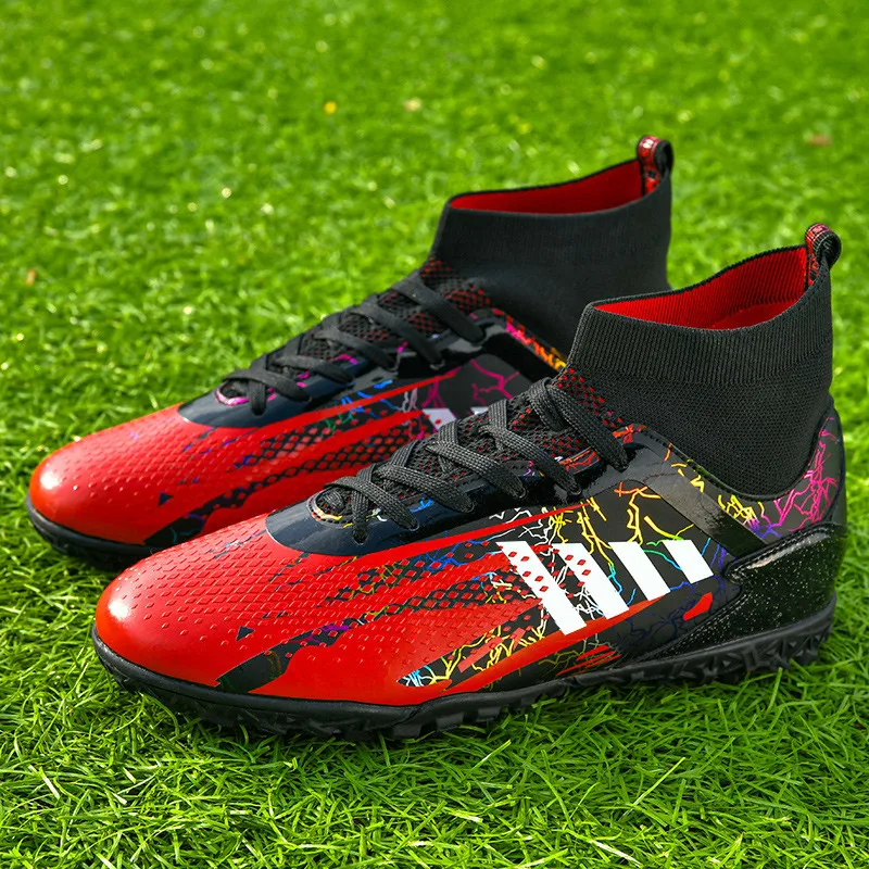 Black-Red-Men-s-Football-Boots-Size-47-Non-slip-Turf-Soccer-Shoes-for ...