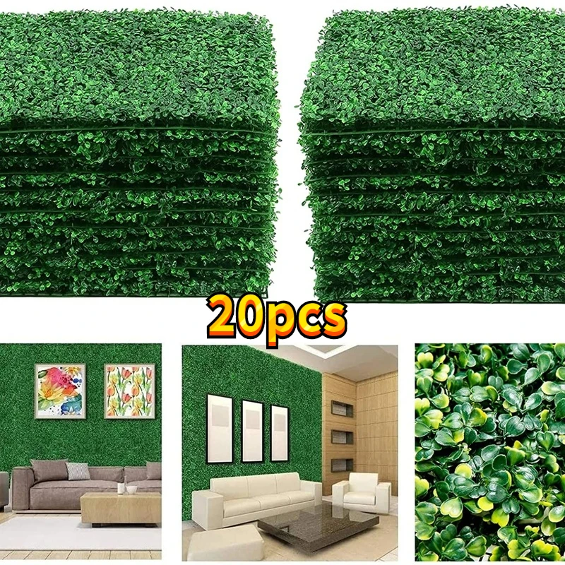 20/10pcs Artificial Plants Grass Wall Backdrop Flowers Wedding Boxwood Hedge Panels Fence ...