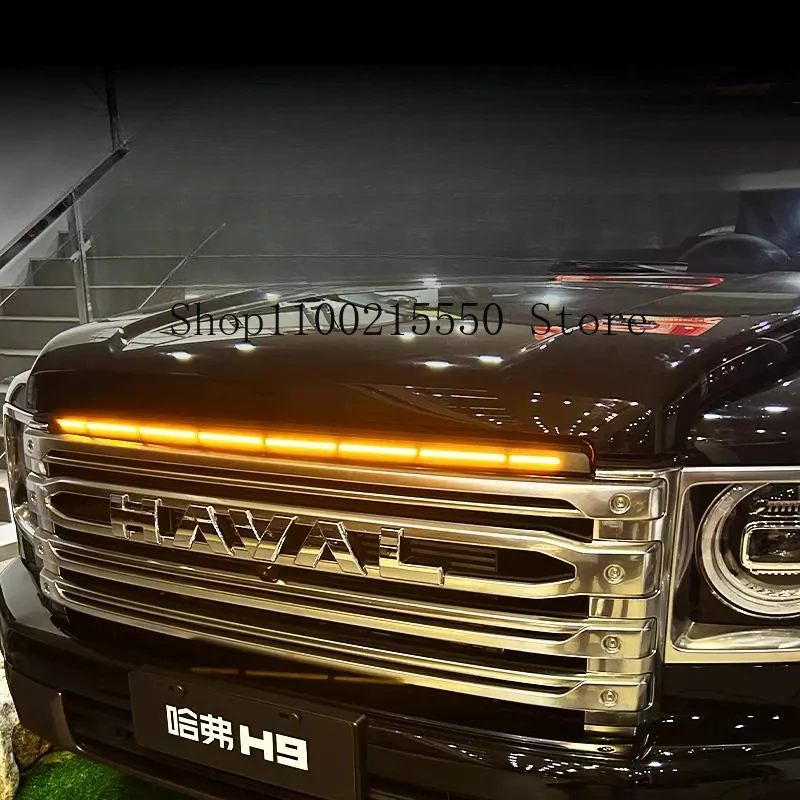 Accessories For Haval H9 2024 2025 Car Front Center Grille Yellow LED ...