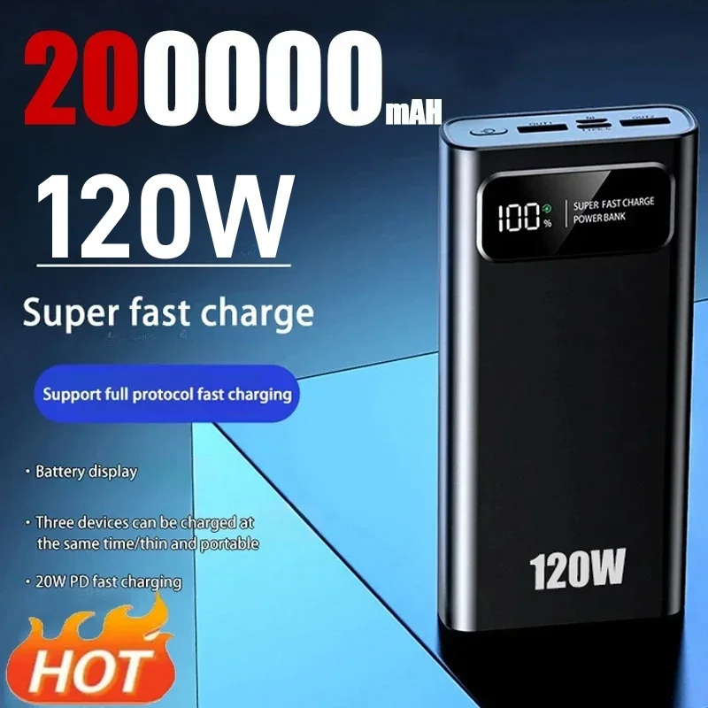 200000mAh-Power-Bank-120W-Super-Fast-Charging-High-Capacity-Portable ...