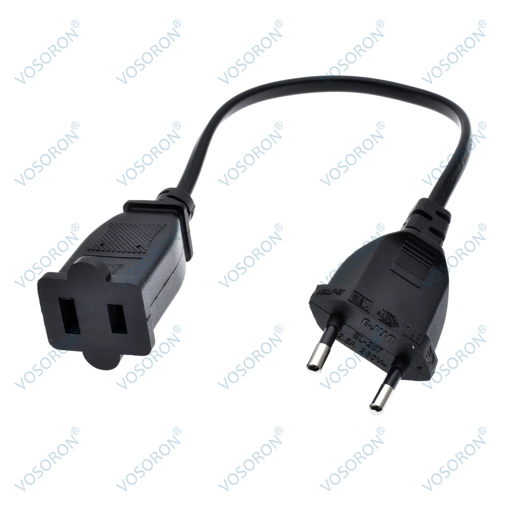 1PCS-European-2-Pin-Male-Plug-to-USA-Female-Power-Adapter-Cable-EU-Male ...