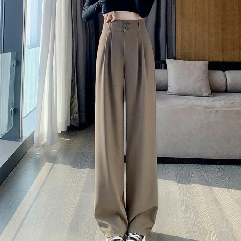 Elegant-Wide-Leg-Pants-Women-Korean-Style-High-Waist-Black-Baggy-Pants-Office-Ladies-Fashion ...