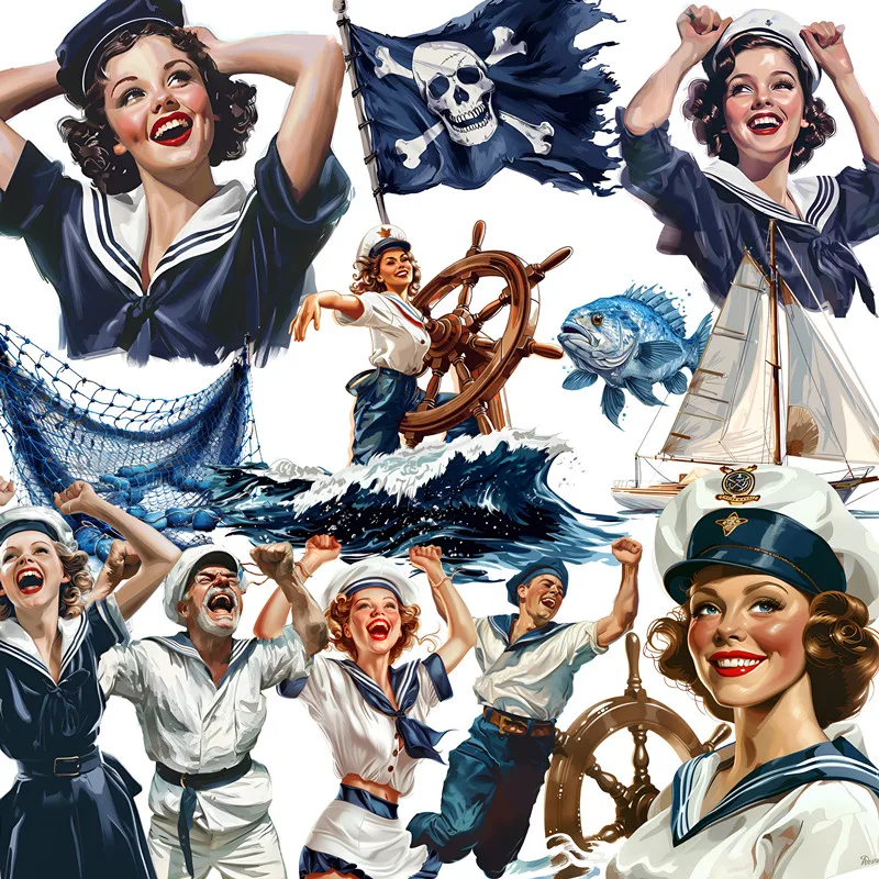 Retro-sailing-adventure-Stickers-Crafts-And-Scrapbooking-stickers-kids ...