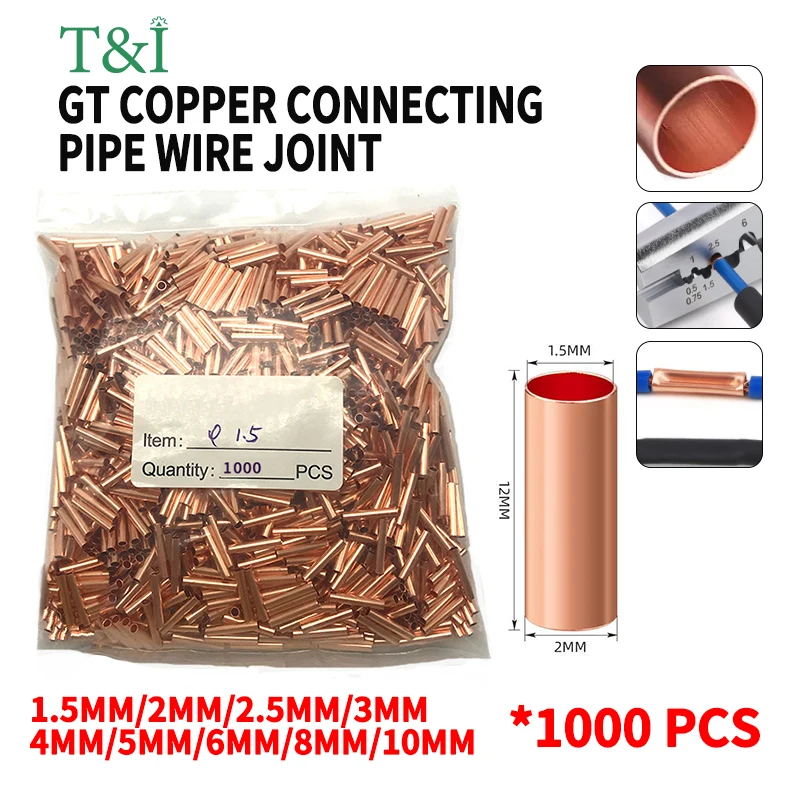 Gt tubo de cobre butt comum intermediário terminal tubo de cobre fio de conexão tubo de friso em ...