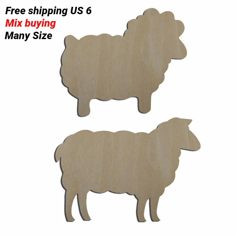 Unfinished-Blank-Wooden-Sheep-Cutout-Wood-Farm-Home-Animal-Shape-For ...