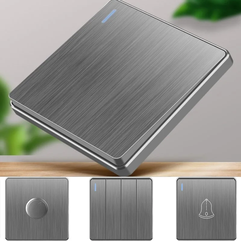 Grey-Brushed-PC-Panel-Eclectrical-Wall-Switches-and-Sockets-UK-British ...