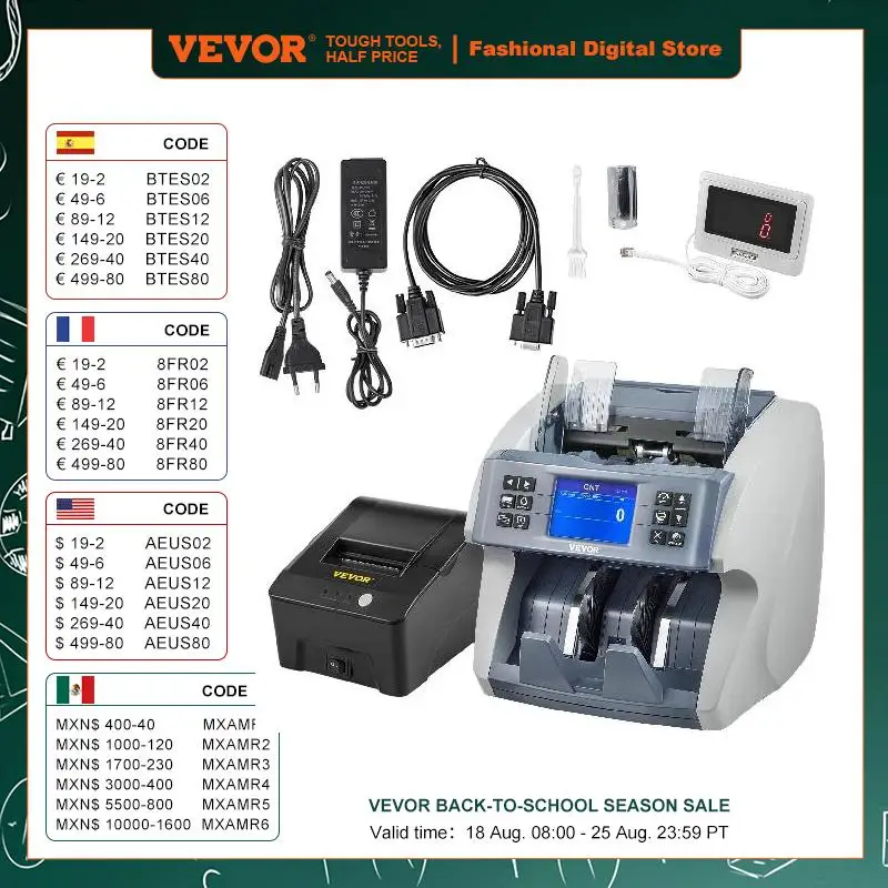 VEVOR-Money-Bill-Counter-Business-Cash-Register-Fake-Banknote-Detector ...