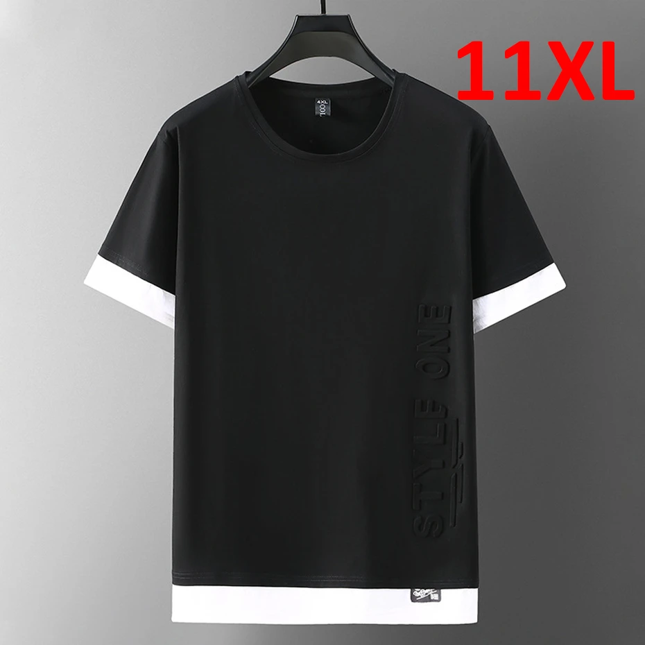 Summer T-shirt Men Plus Size 10XL 11XL Short Sleeve T Shirt Green Fashion Casual 3D Letter ...