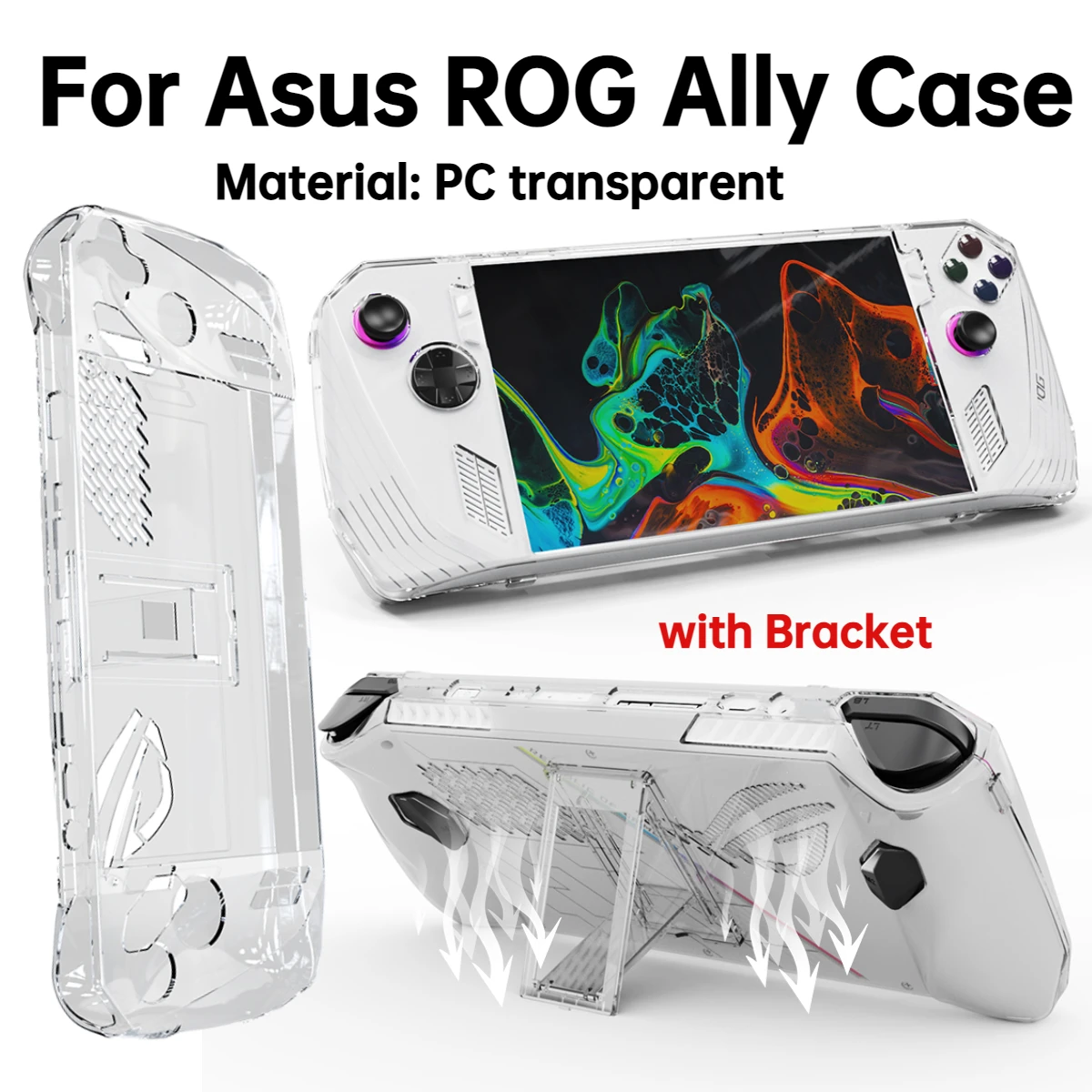 Case/Steel film For ASUS Rog Ally With Bracket Stand Base PC Clear ...