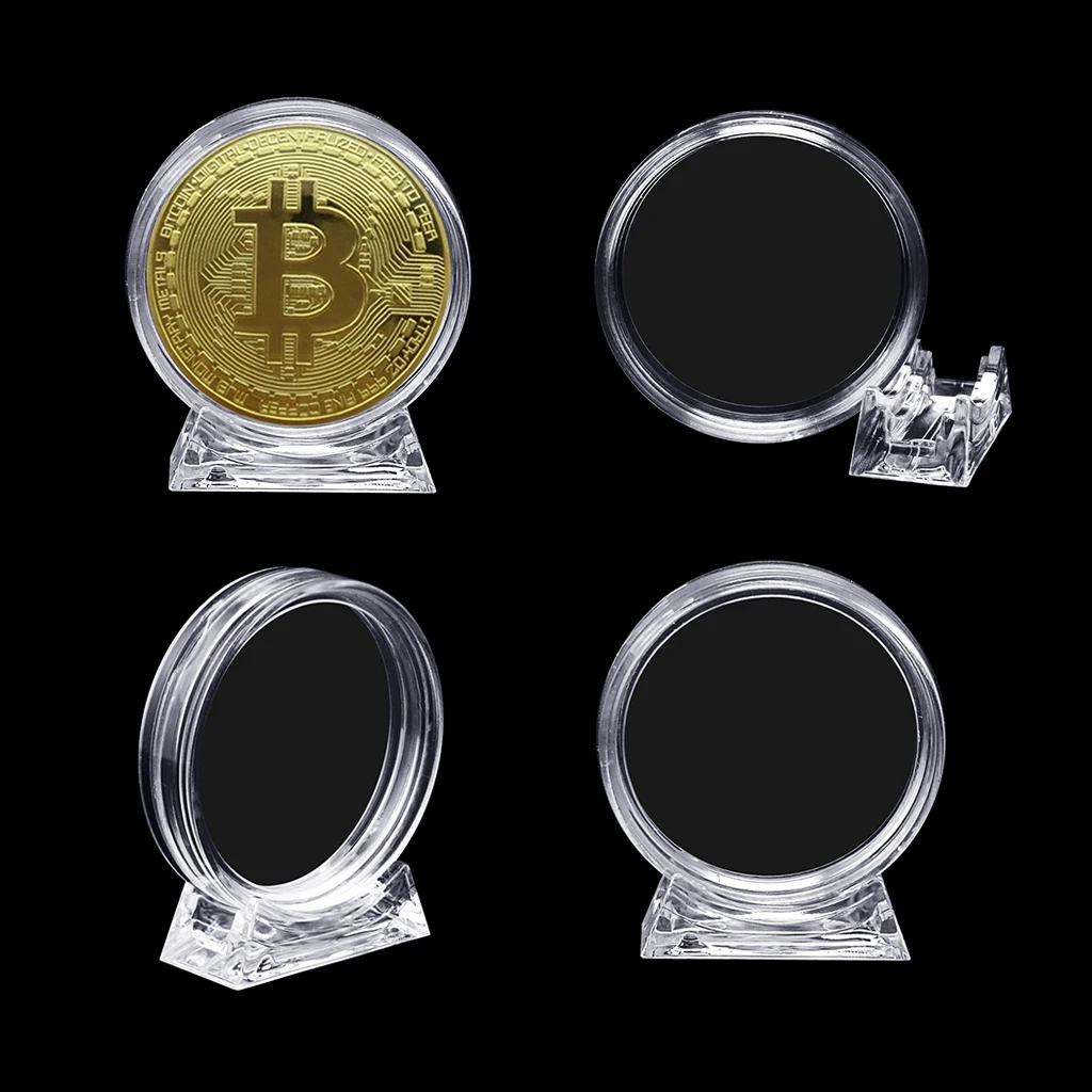 10PCS-40mm-Coin-Capsule-Display-Stand-Acrylic-Round-Coin-Collecting ...