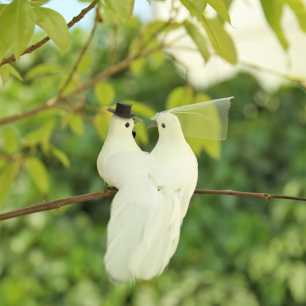 1-3Pair-White-Doves-Feather-DIY-Artificial-Lover-Peace-Couple-a-Pair ...