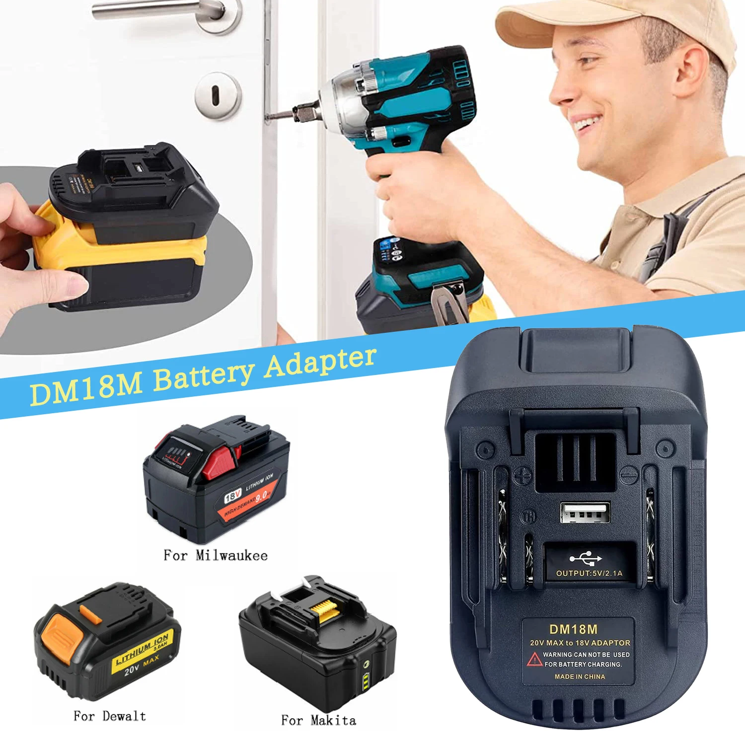 Electric Power Tool Adapter Converter DM18M Battery Adapter for DEWALT ...