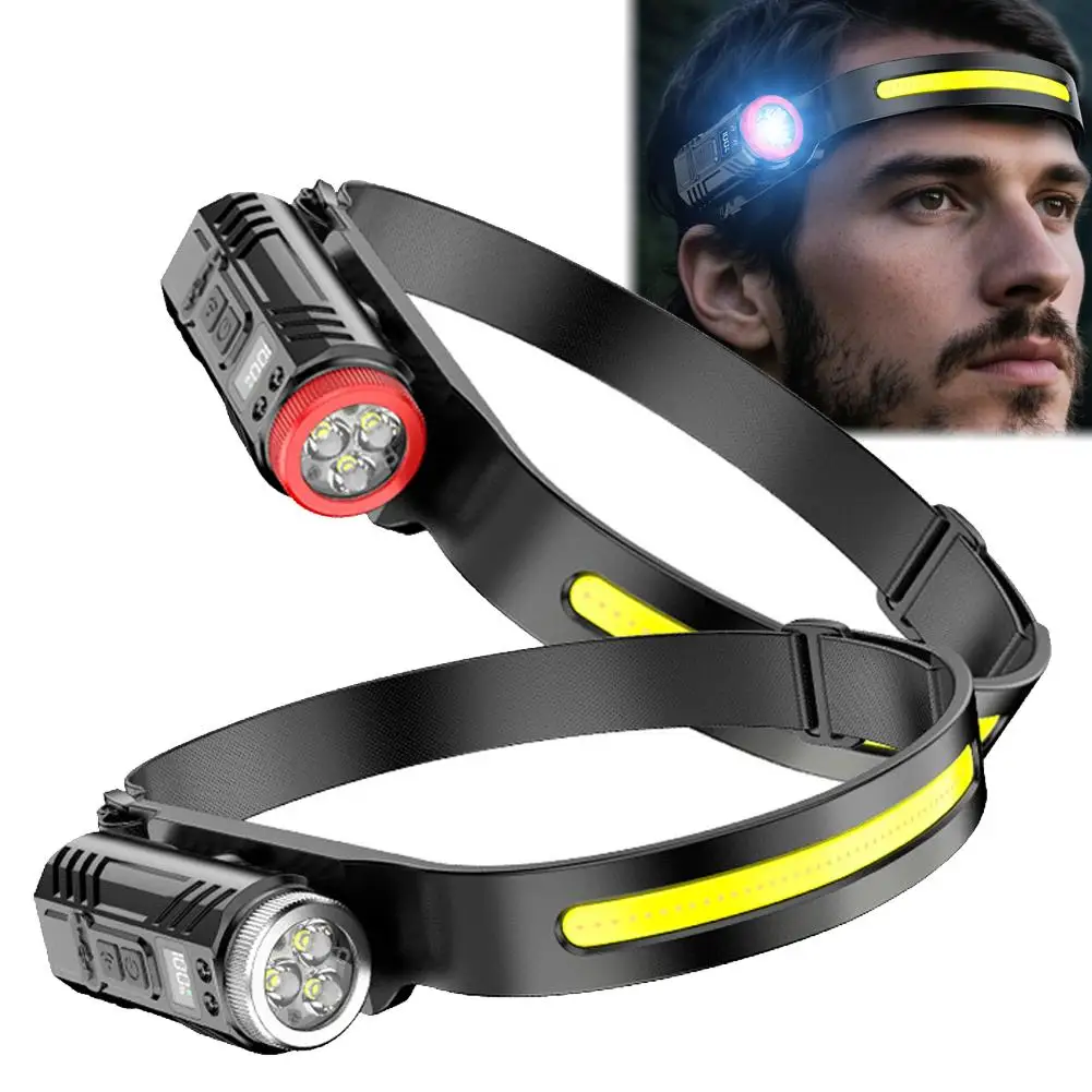 USB Rechargeable LED Headlamp Zoomable COB Headlight with Induction ...