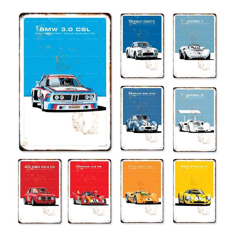 Retro-Racing-GTR-Car-Vintage-Tin-Sign-Plaque-Vintage-Metal-Auto-Club ...