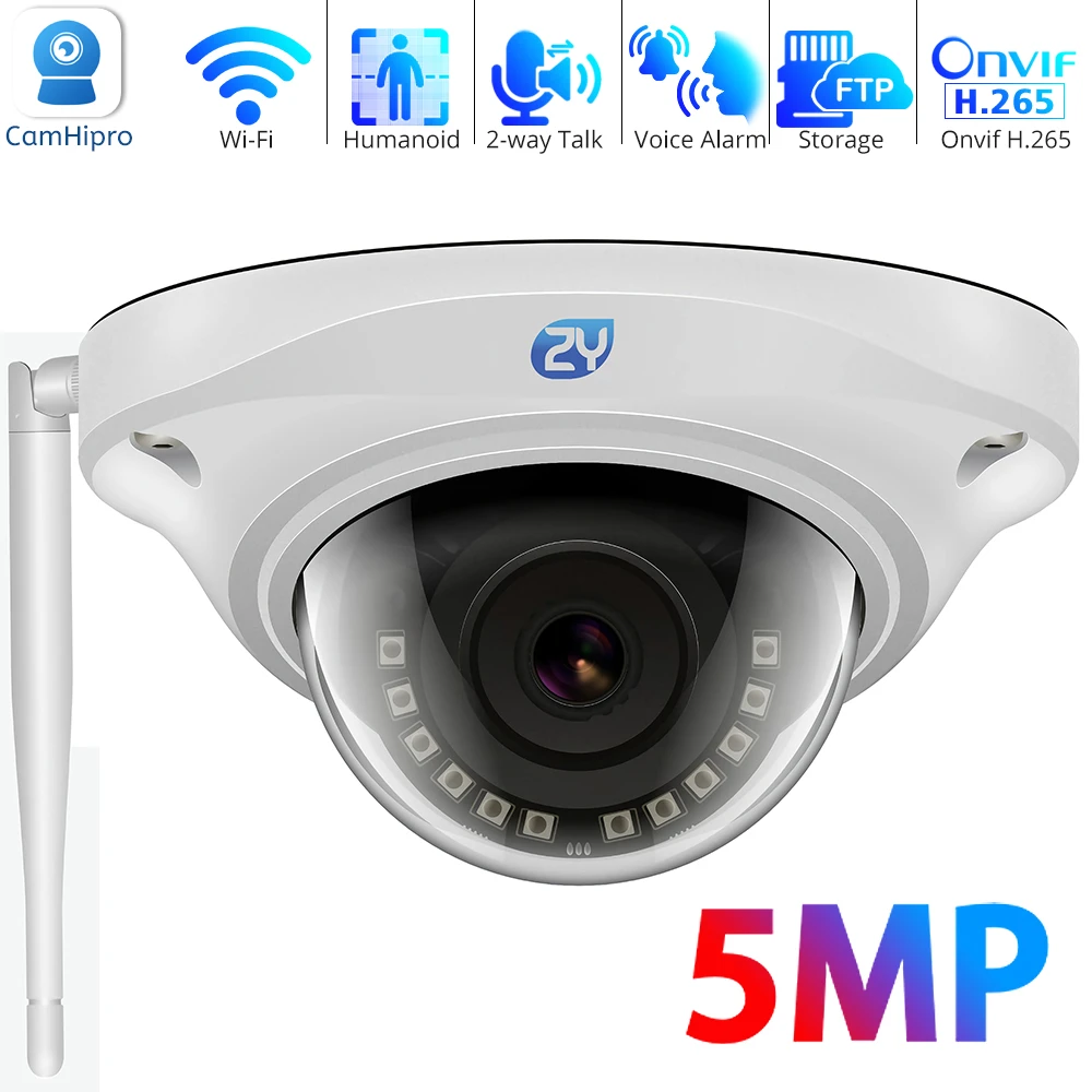5MP Wifi Dome IP Camera Vandalproof Humanoid Detection CCTV Camera ...