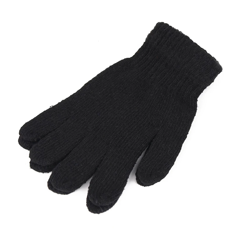 1Pair-Black-All-Finger-Gloves-For-Women-And-Men-Wool-Knit-Wrist-Cotton ...