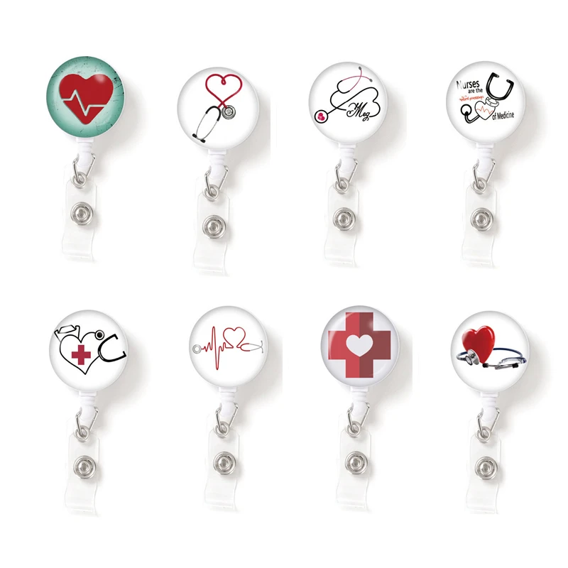 Retractable-Badge-Reels-Medical-Worker-Work-Card-Clip-Doctor-Nurse-ID ...